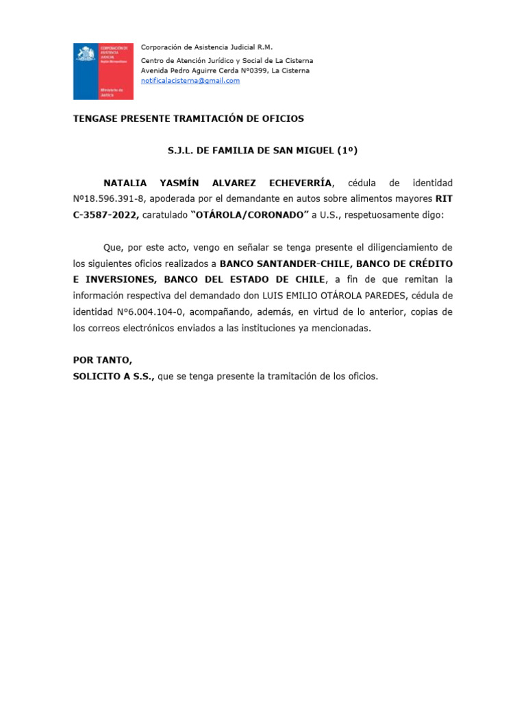 Tengase Presente Tramitación de Oficios Bancos | PDF