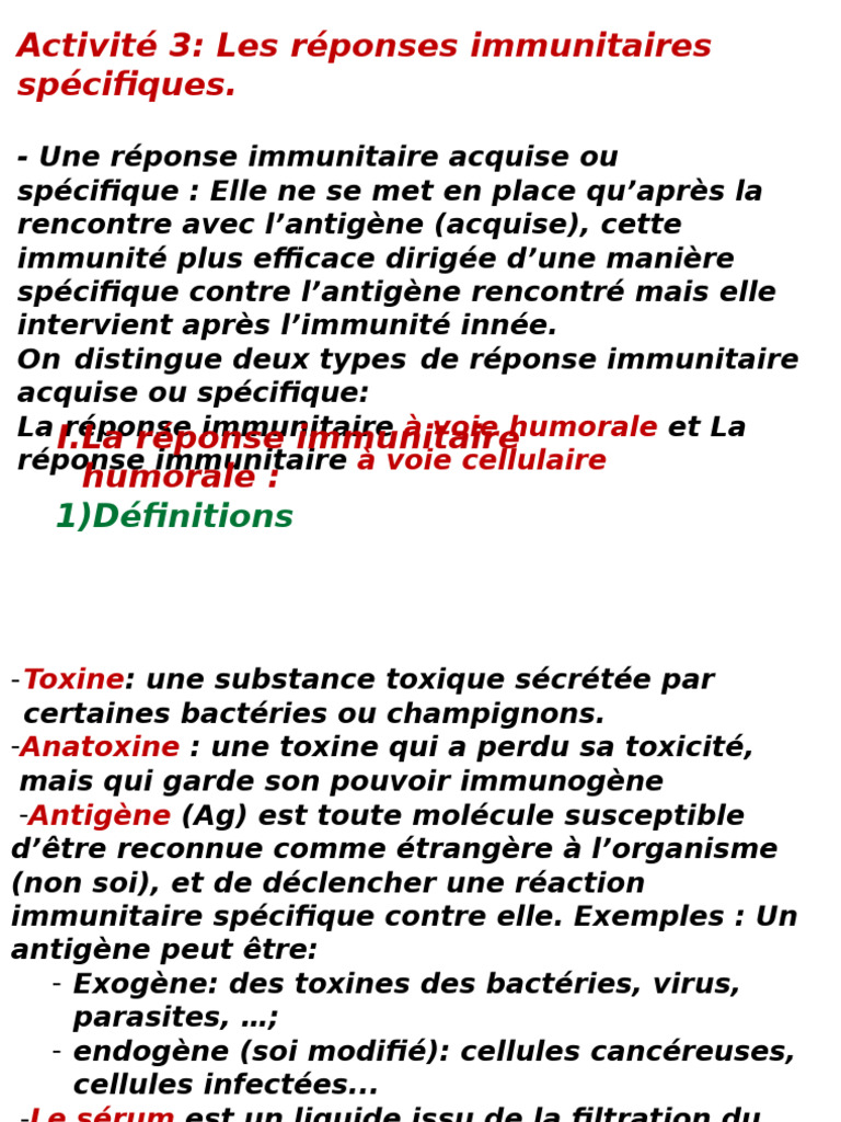 La Réponse Immunitaire Humorale | PDF