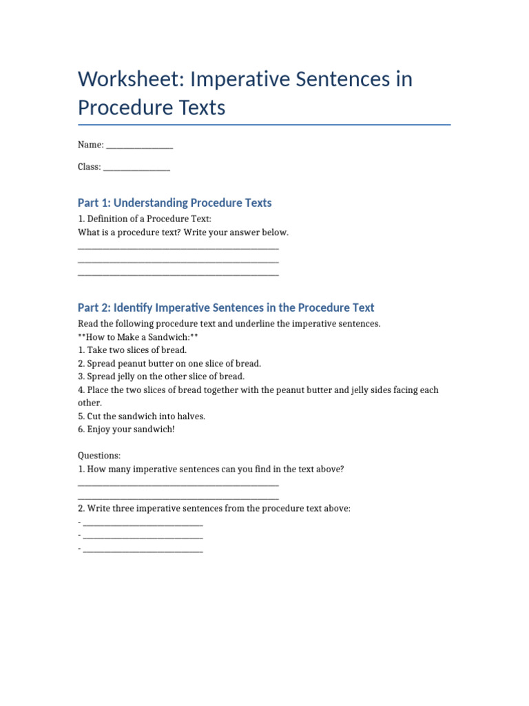 Imperative Sentences Worksheet | PDF | Linguistic Morphology | Grammar