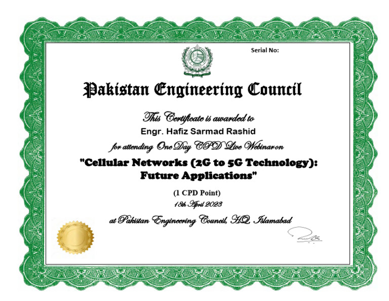 Certificate 5G Cellular Network | PDF
