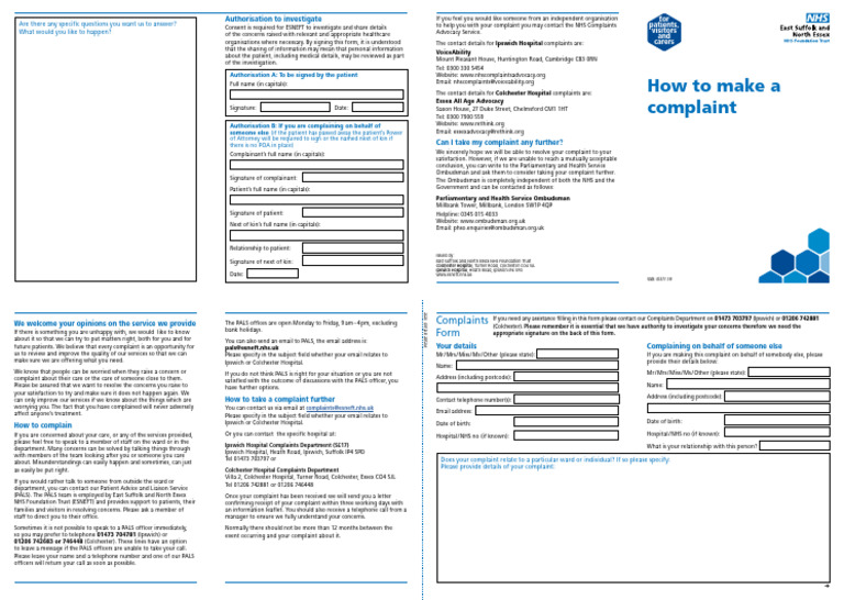 How To Make A Complaint Brochure v2019 | PDF | National Health Service ...