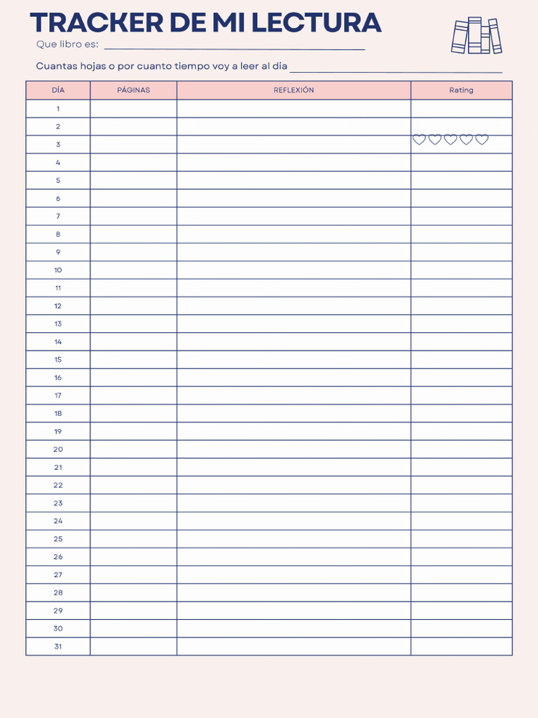 Student Reading Tracker Document Pink in Modern and Simple Style | PDF