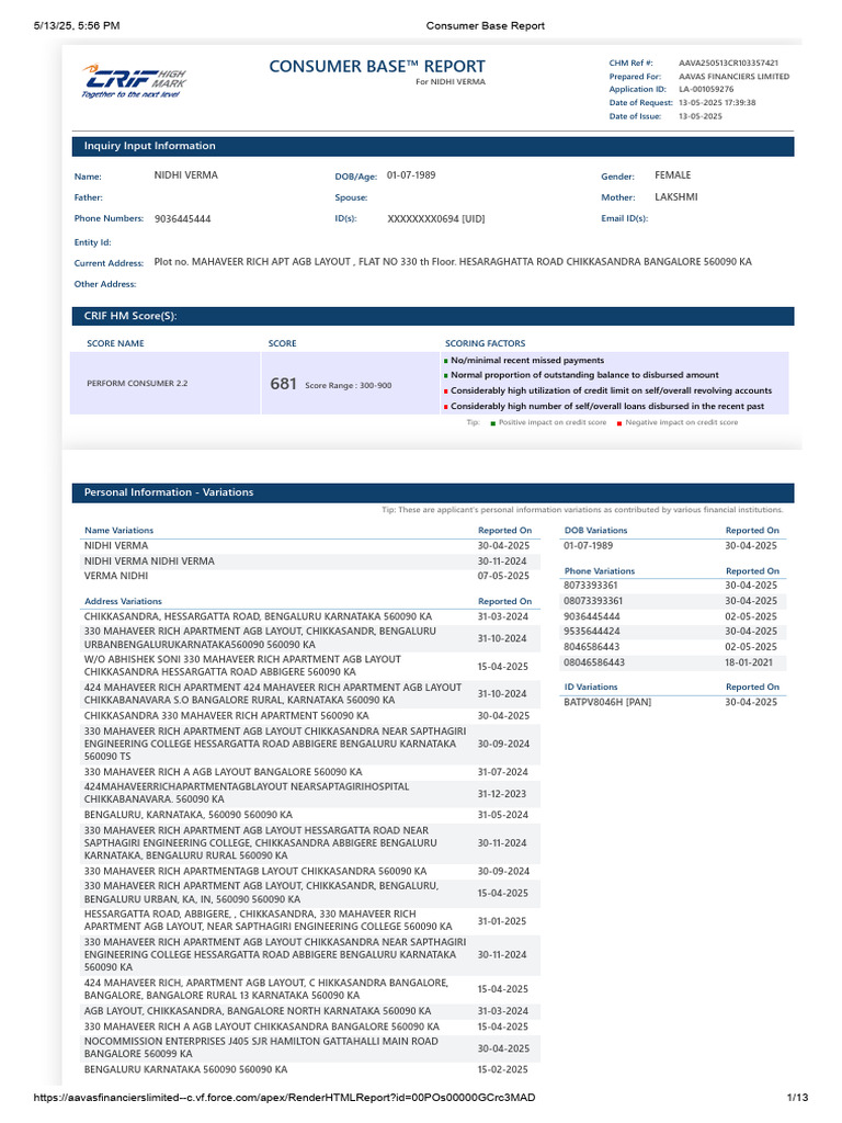 Consumer Base Report NIDHI | PDF | Finance & Money Management | Credit