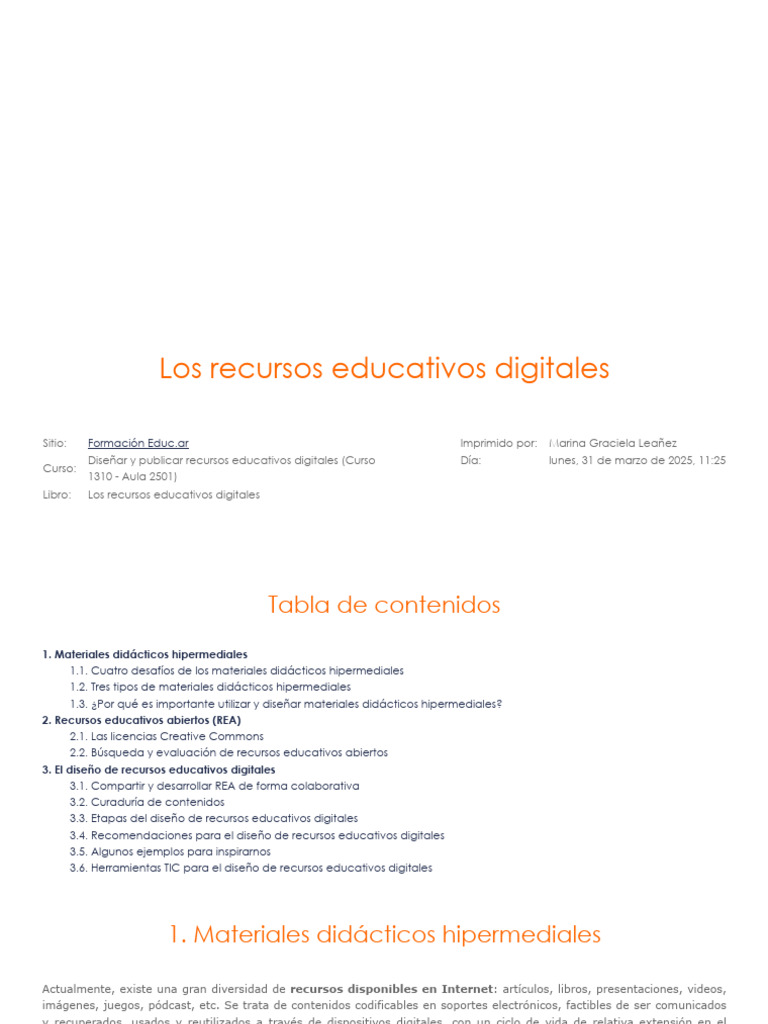 Los Recursos Educativos Digitales - Formación Educ - Ar | PDF | Enseñando | Aprendizaje