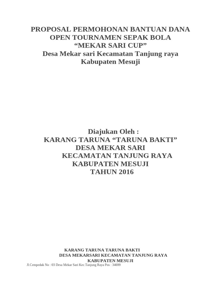 Proposal Permohonan Bantuan Dana 6 | PDF