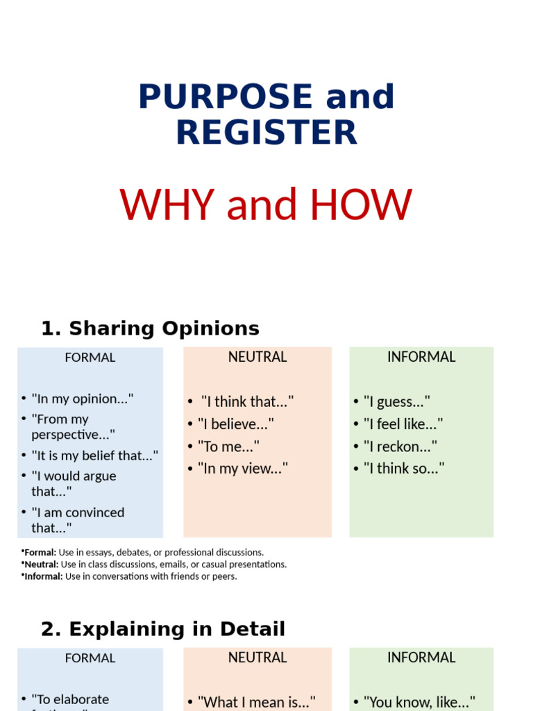 PURPOSE and REGISTER Phrases | PDF | Cognition | Epistemology