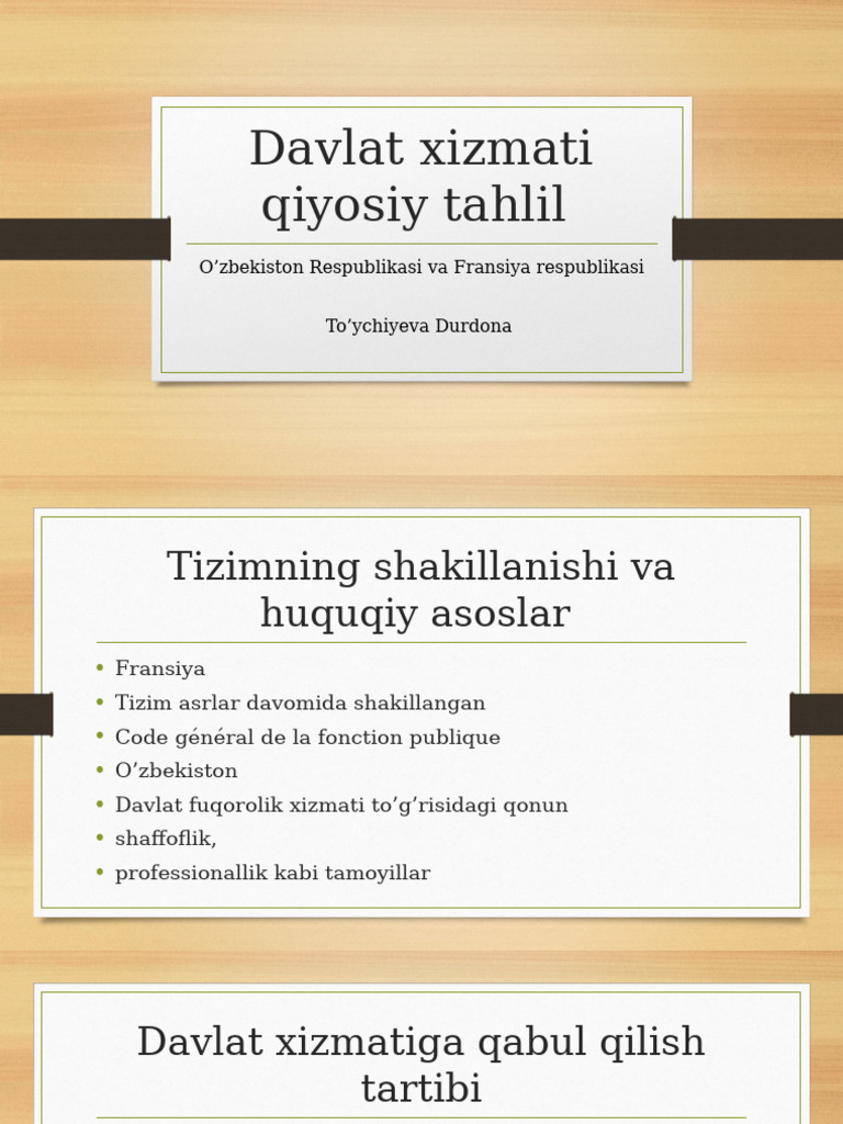 Mamuriy Huquq Davlat Xizmati Vazifa 5 | PDF