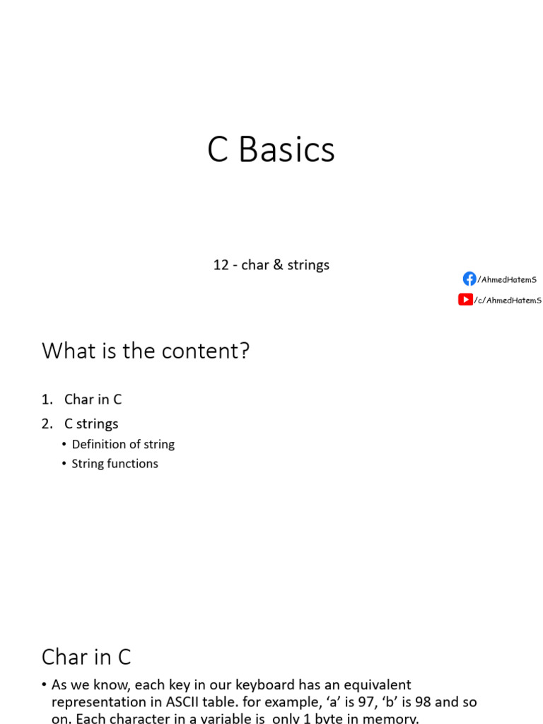12 - C Basics - Char _ Strings | PDF