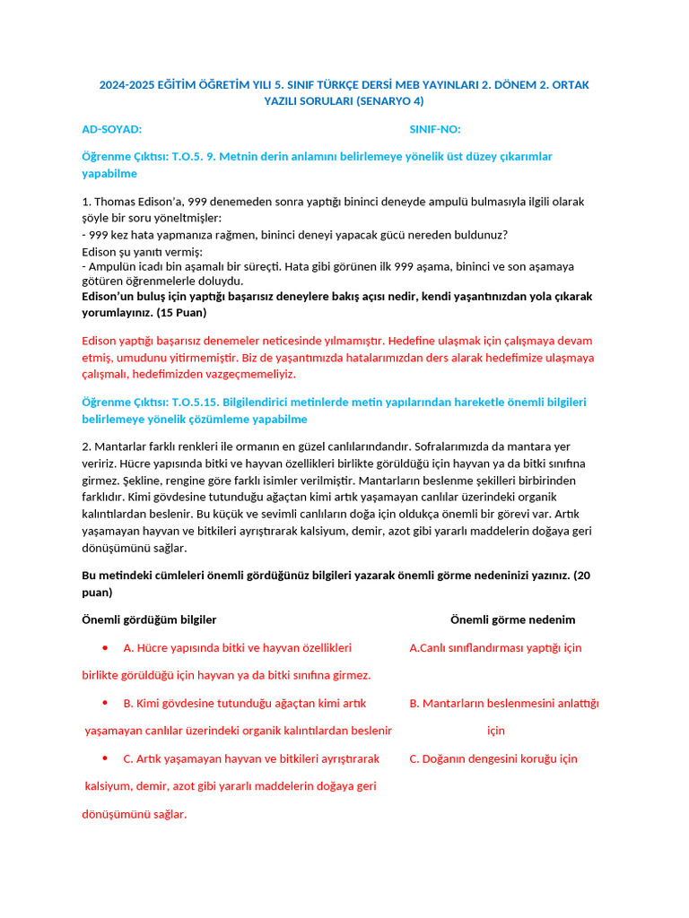5.SINIF-3.-SENERYO-CVP | PDF
