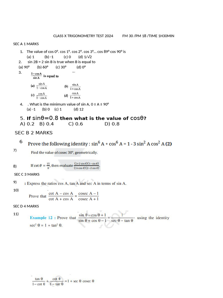 10 TRIGONOMETRY | PDF