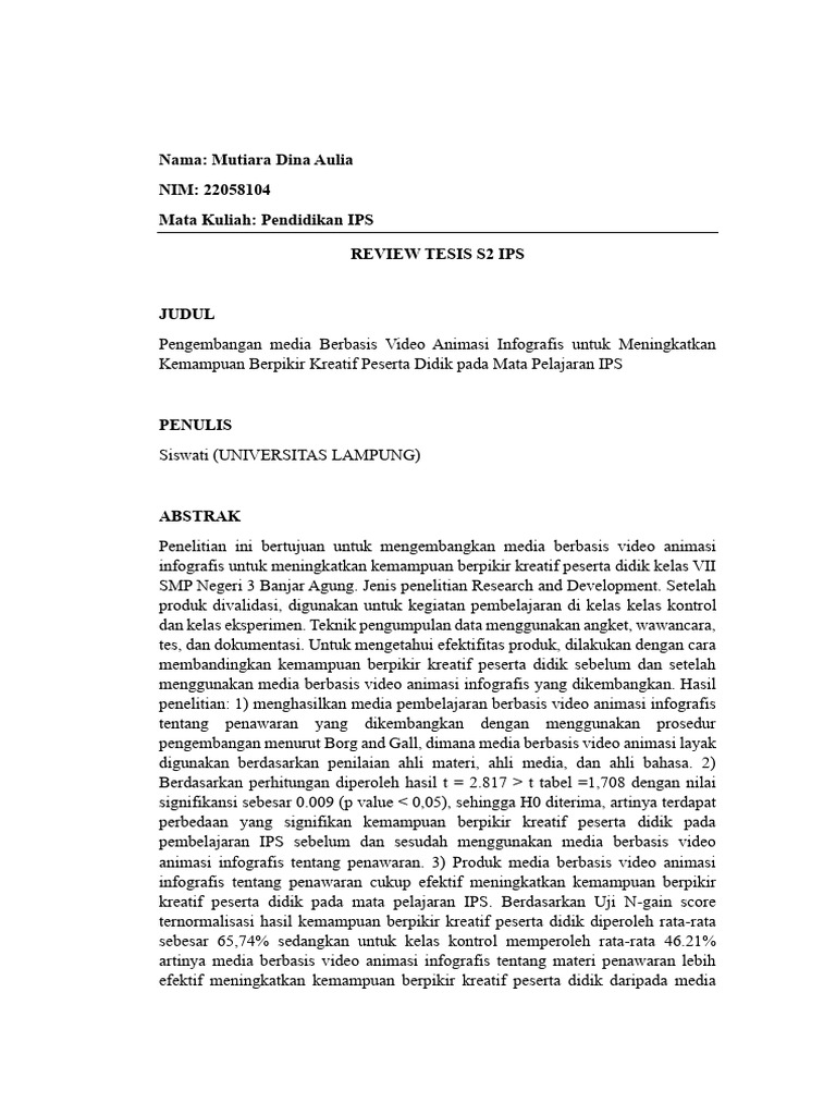 REVIEW TESIS S2 IPS | PDF
