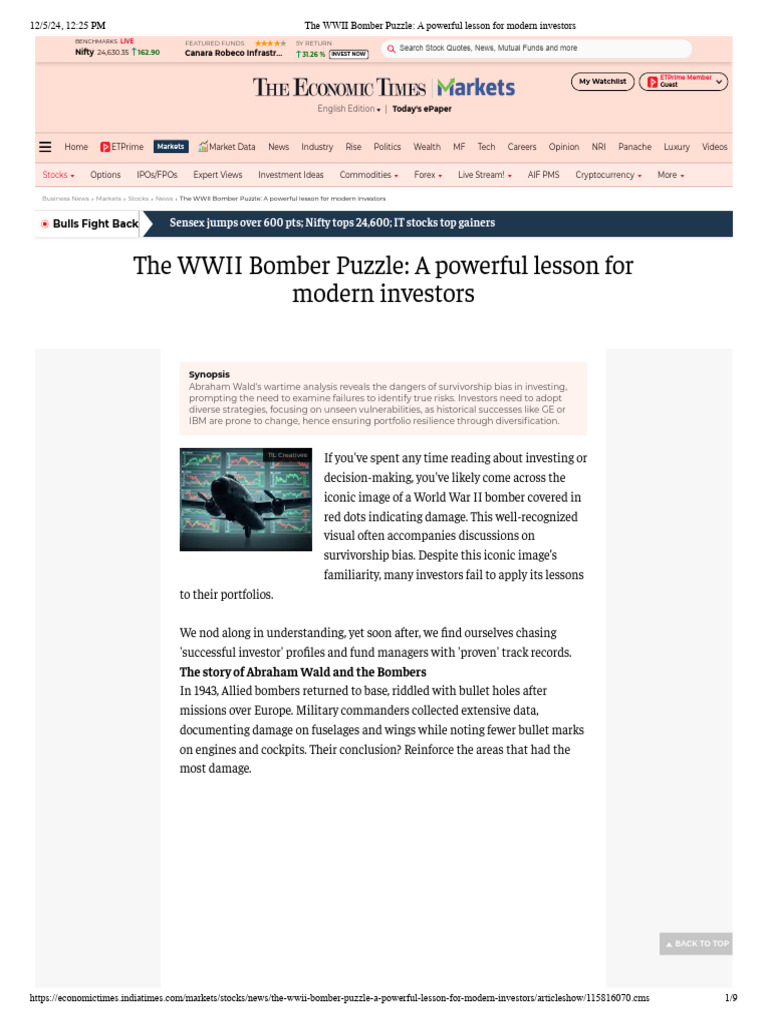 The WWII Bomber Puzzle - A Powerful Lesson For Modern Investors | PDF | Risk | Leverage (Finance)