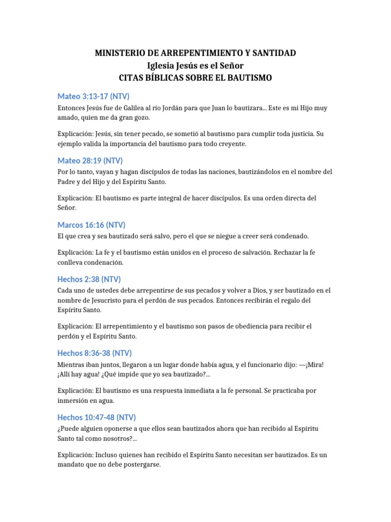 Bautismo Citas Biblicas | PDF | Bautismo | Cristo (título)