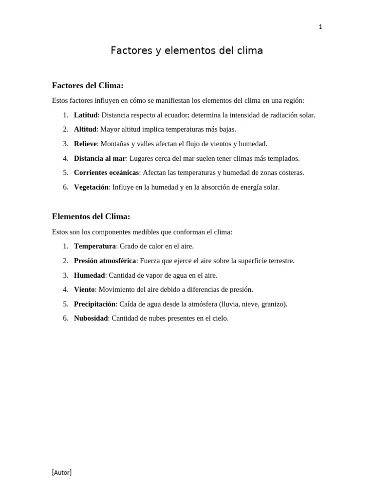 Factores y Elementos Del Clima | PDF