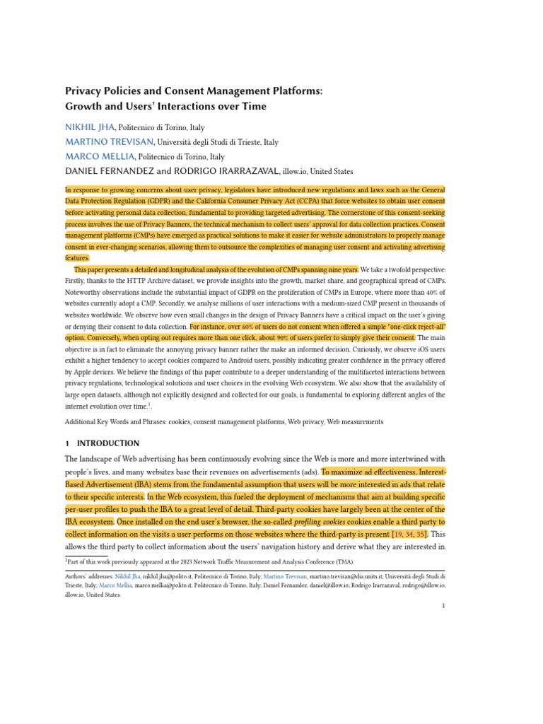 Privacy Policies and Consent Management Platforms: Growth and Users ...