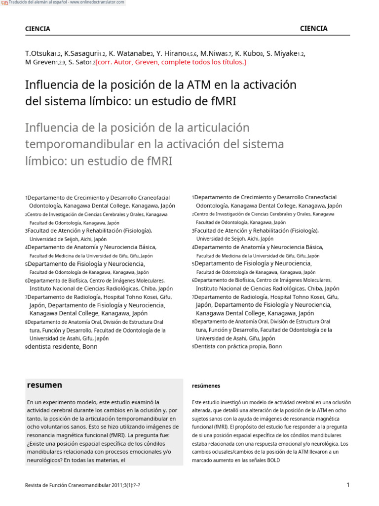 Otsuka Et Al. - 2011 - Influence of The TMJ Position On Limbic System ...