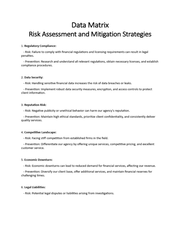 Risk Assesment and Mitigation | PDF | Risk | Regulatory Compliance