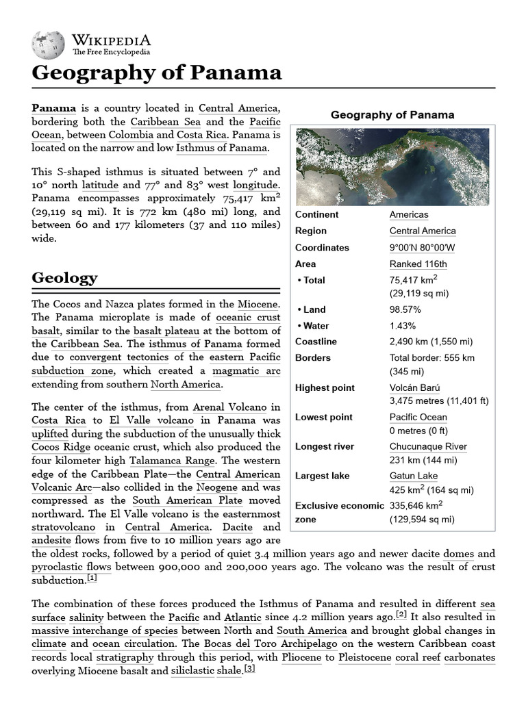 Geography of Panama - Wikipedia | PDF | Physical Geography | Earth Sciences
