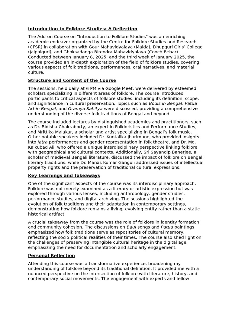 Introduction To Folklore Studies | PDF | Folklore | Liberal Arts Education