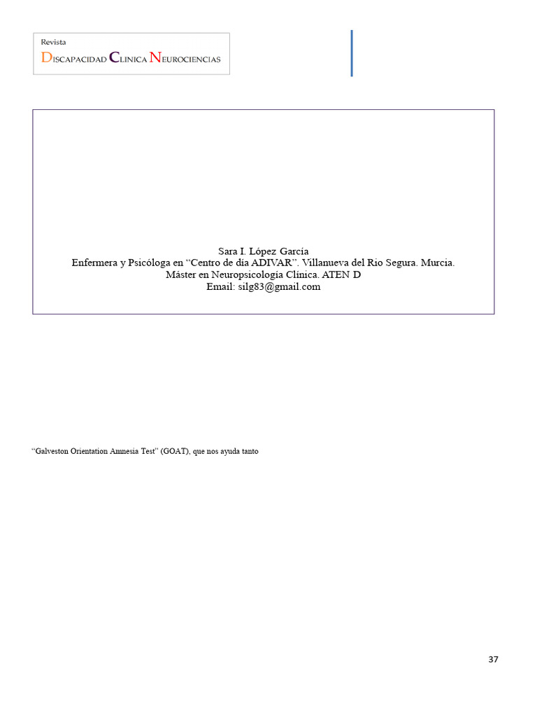 Evolución de La Amnesia Fgvh | PDF | Carrera | Afasia