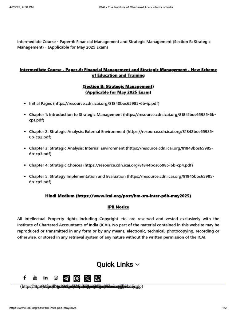 Strategic Management Syllabus | PDF