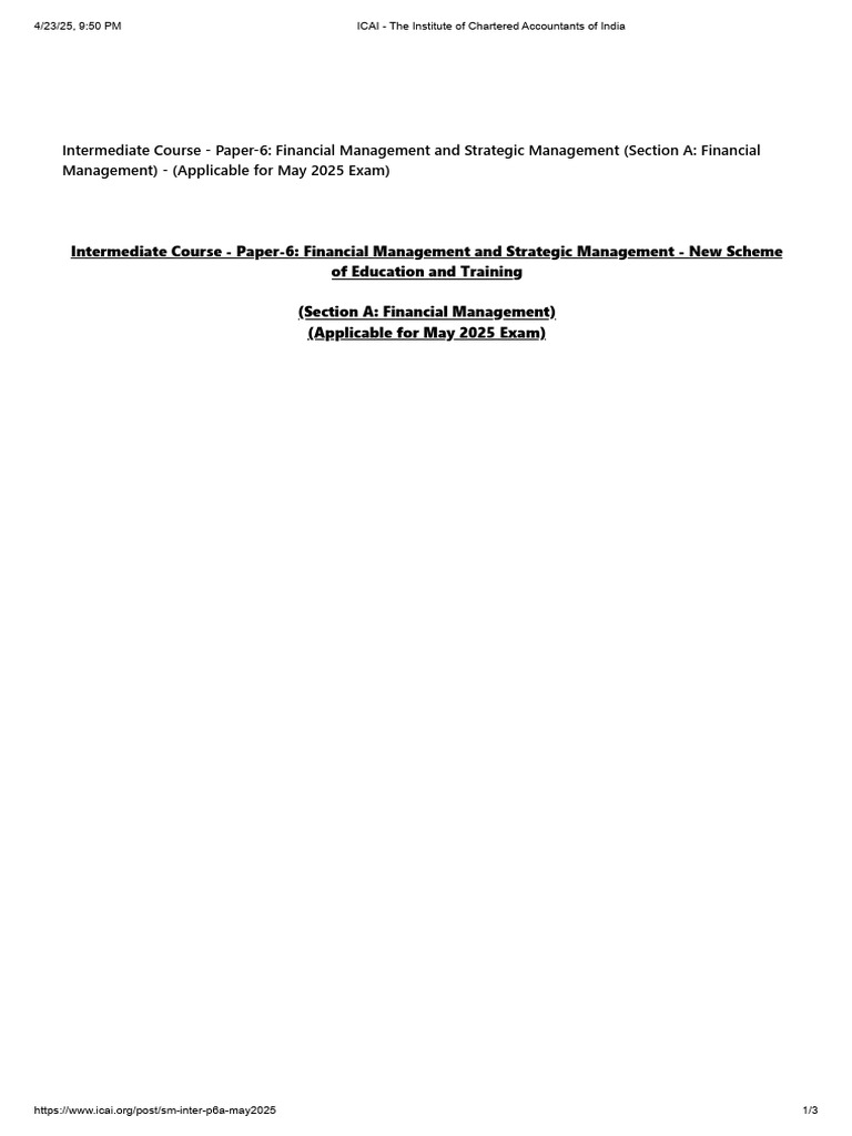 Financial Management Syllabus | PDF | Business Economics | Business