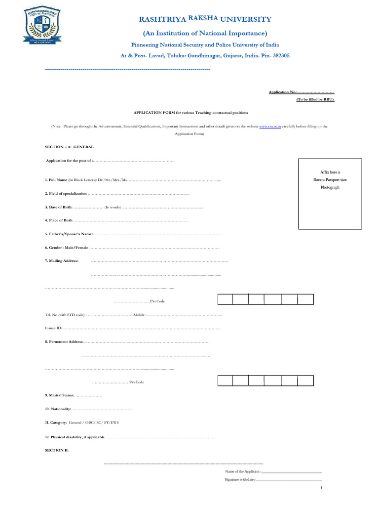 Application Form Teaching Post 06 2025 Updated 1 | PDF | Justice ...