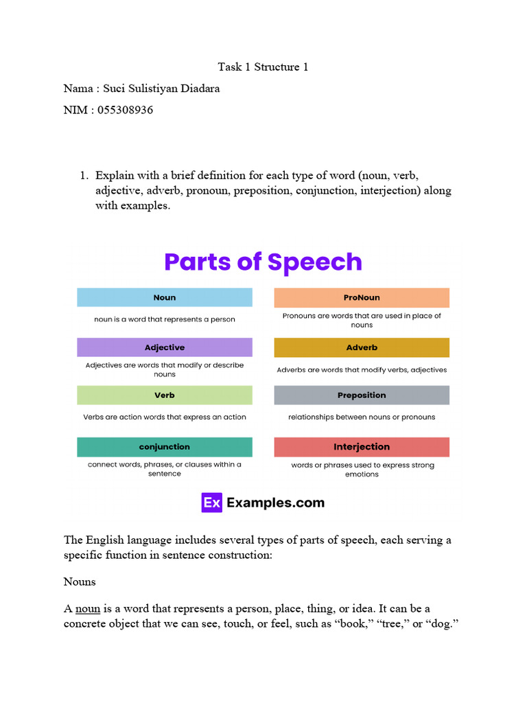 Task 1 Structure 1 Suci Sulistiyan Diadara | PDF | Adverb | Verb