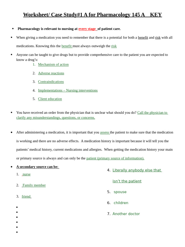 Week 1 Worksheet Completed | PDF | Dose (Biochemistry) | Chemistry