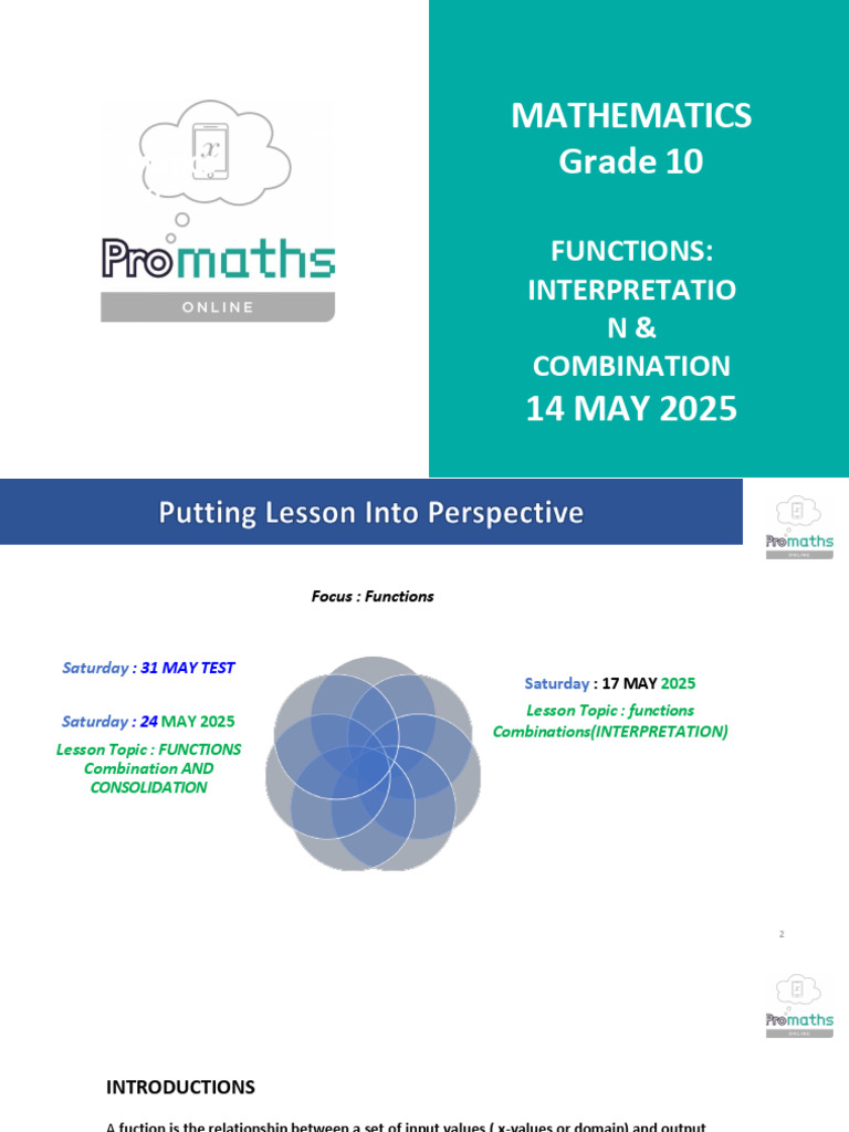 Grade 10 Promaths Online Lesson Function Combinations DOC 1 | PDF