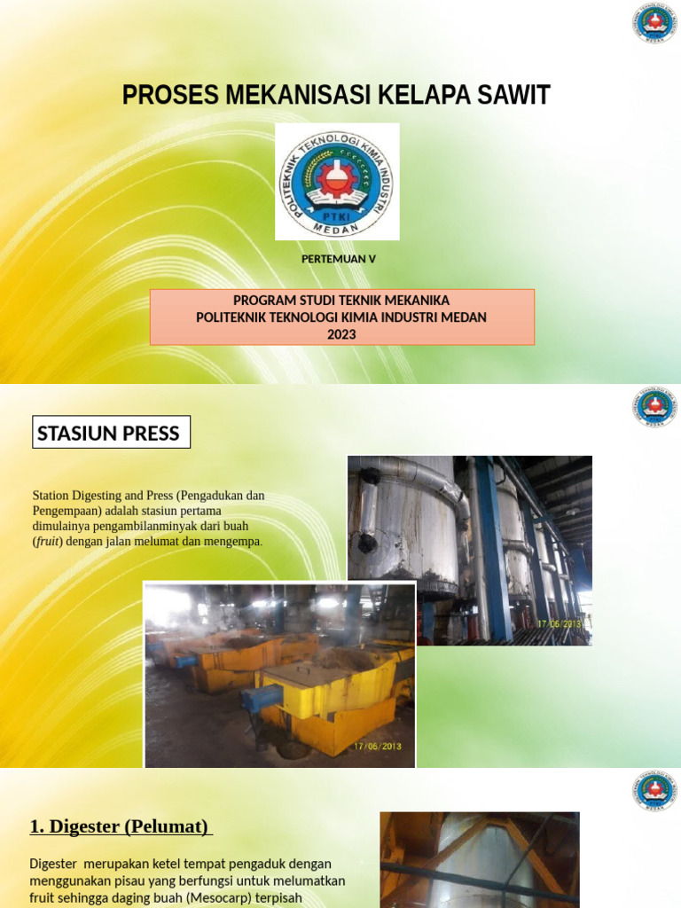 Proses Mekanisasi Kelapa Sawit, Press | PDF