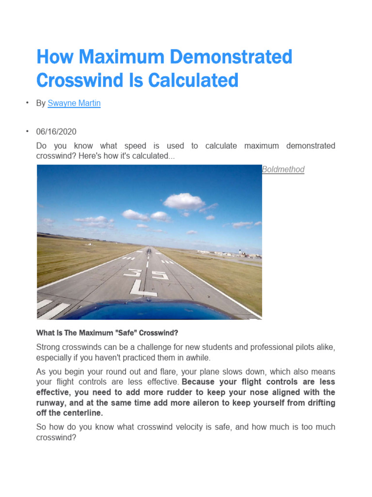 How Maximum Demonstrated Crosswind Is Calculated | PDF | Flight Control ...