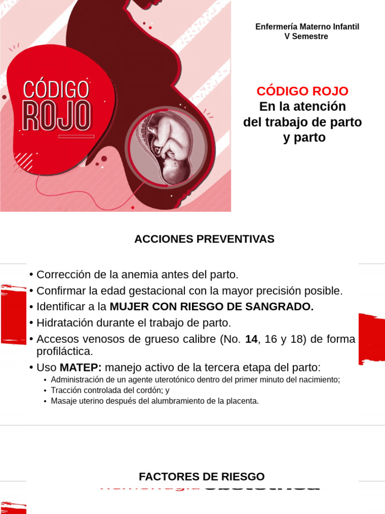 Protocolo Código Rojo en Obstetricia | PDF | Parto | Especialidades Medicas