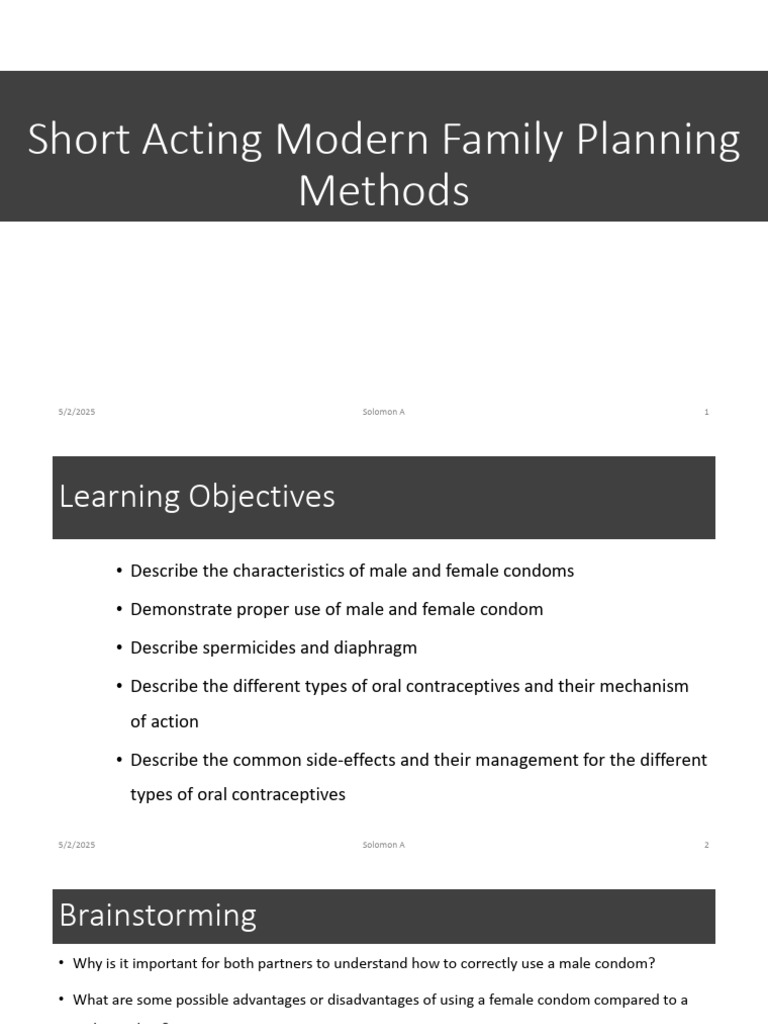 Session 4 Short Acting Modern Family Planning Methods | PDF | Combined ...