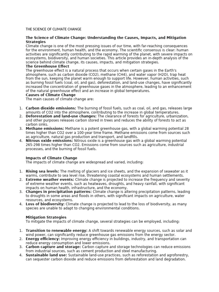 The Science of Climate Change | PDF | Climate Change | Climate Change ...