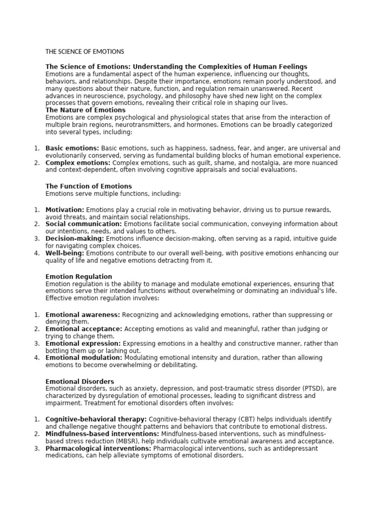 THE SCIENCE OF EMOTIONS | PDF | Emotions | Cognitive Behavioral Therapy