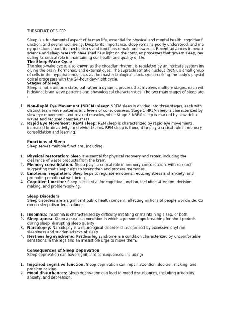 The Science of Sleep | PDF | Sleep | Sleep Deprivation