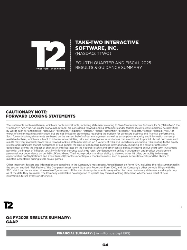 Take-Two_Interactive_4Q FY25 FINAL 5-14-2025 | PDF