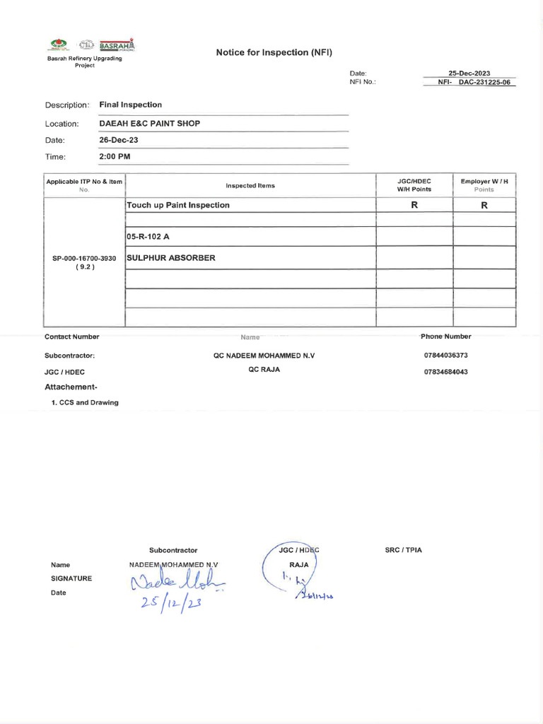 05-R-102a Touchup Reports | PDF