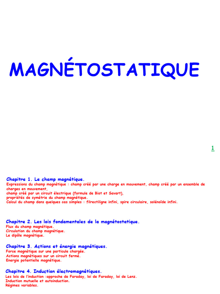 1 - Magnétostatique | PDF | Champ magnétique | Champ (physique)