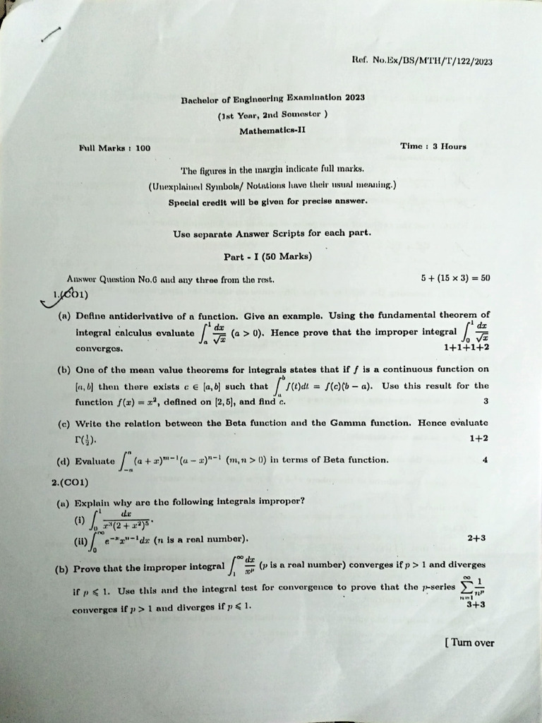 2023 Maths Common Paper | PDF