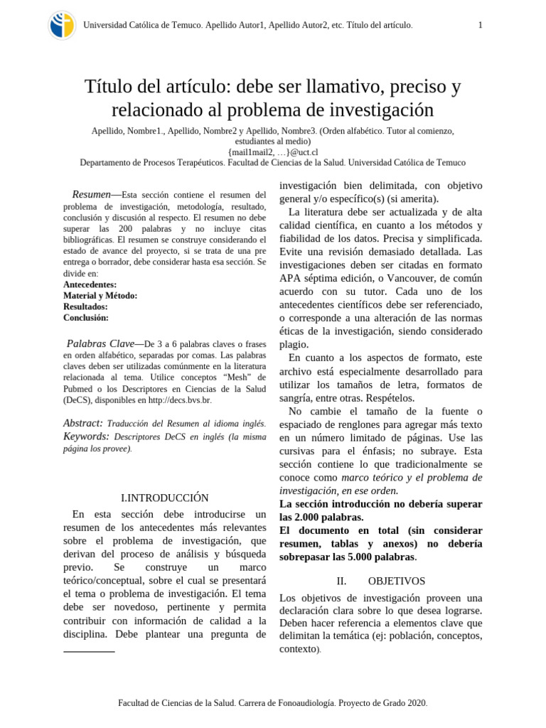 Formato Articulo - REV ALCANCE UCT - PG2024 | PDF | Estilo apa ...