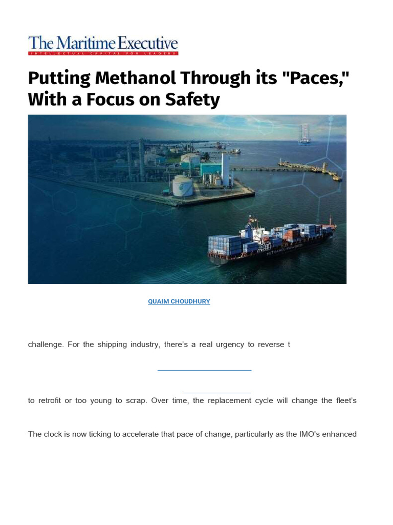 2024 MARITIME EXECUTIVE Putting Methanol Through its paces with a focus on safety | PDF | Diesel ...