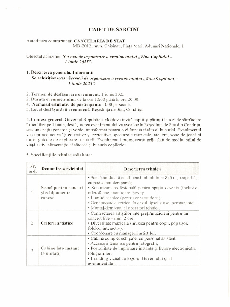 Caiet Sarcini - 1 Iunie | PDF