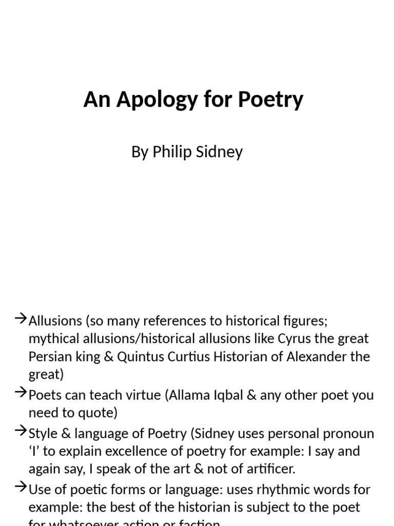 An Apology For Poetry | PDF | Poetry | Virtue