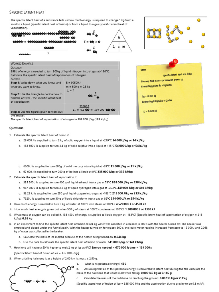 Specific Latent Heat Calculations | PDF | Latent Heat | Water