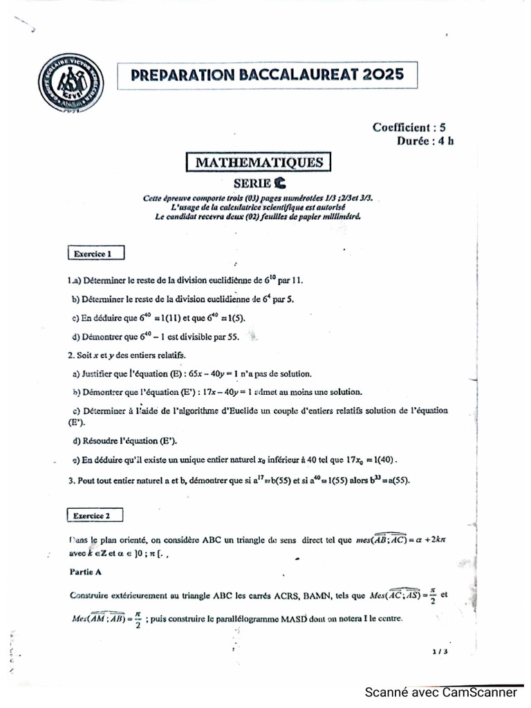 PRÉPA MATH 25 FICHE 1 | PDF