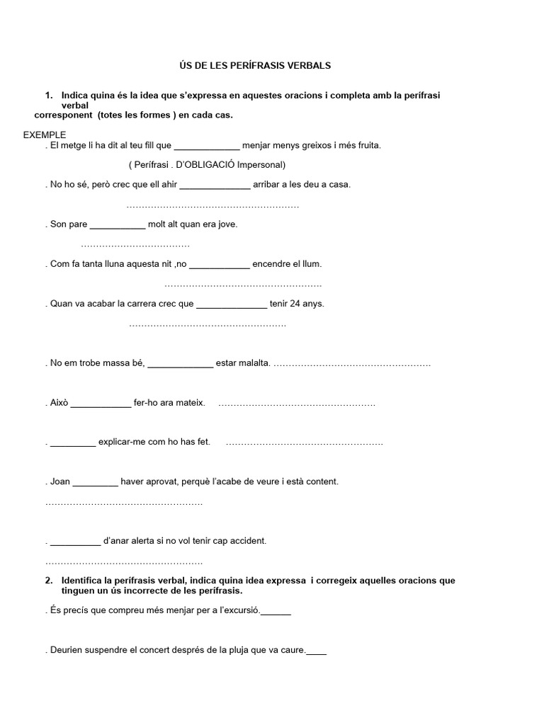 Ejercicios de Repaso Valenciano | PDF