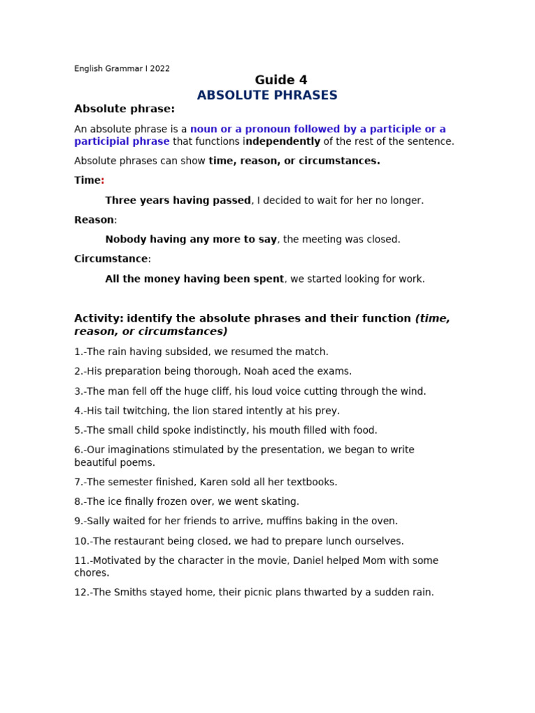 Guide 4 Absolute Phrases | PDF