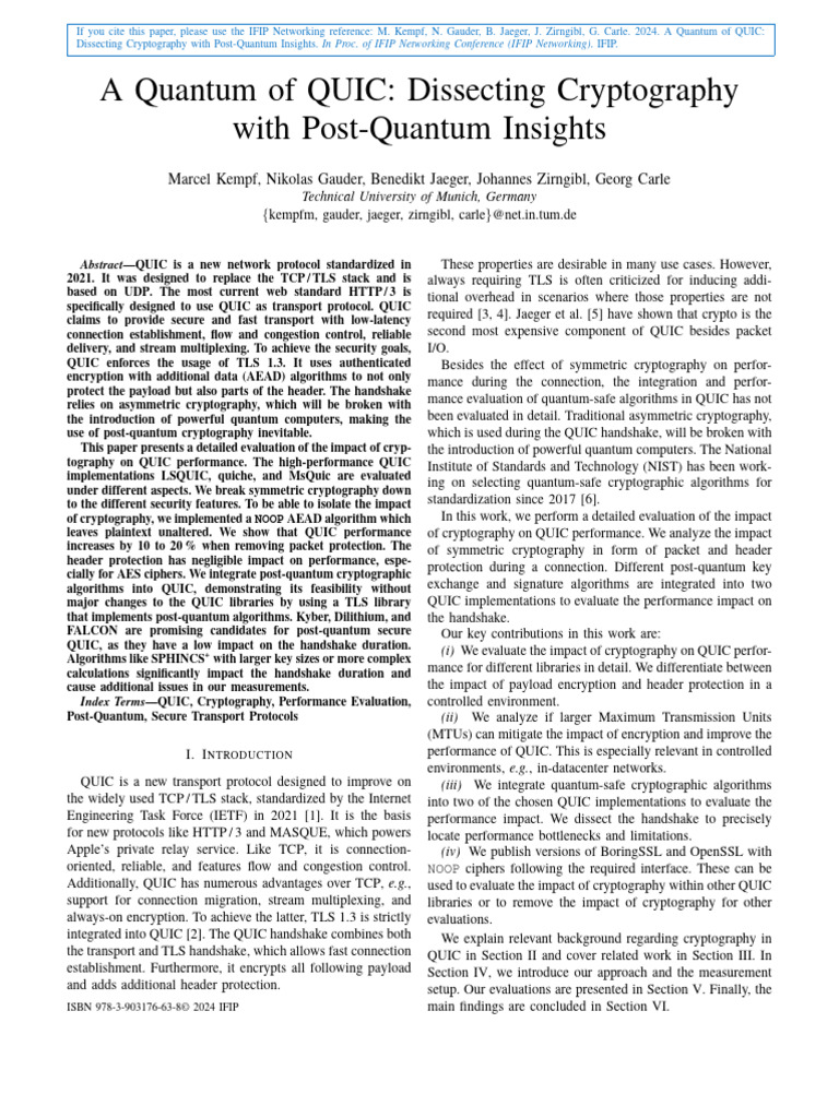 A Quantum of QUIC Dissecting Cryptography With Post-Quantum Insights ...